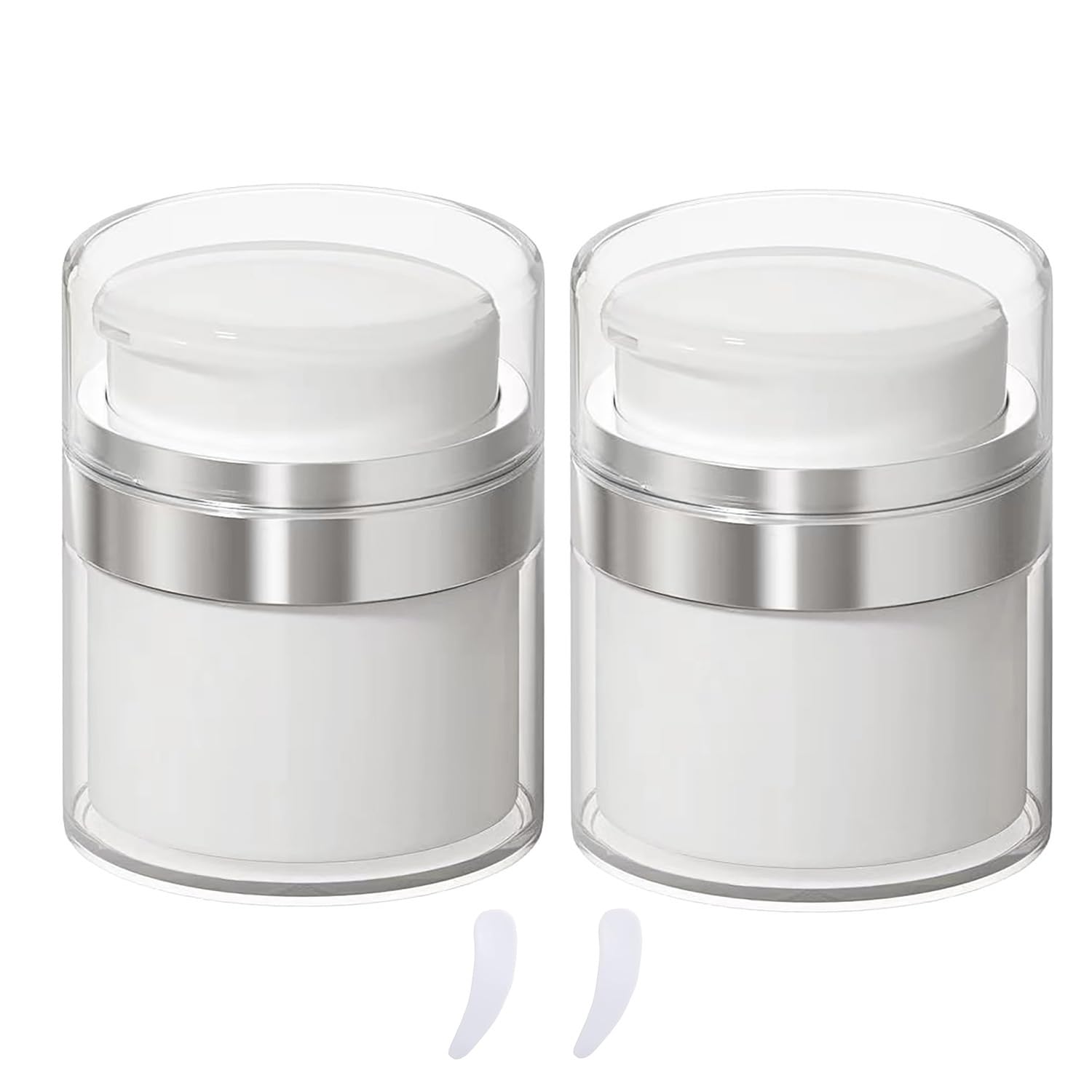 Airless Pump Jars Travel Bottles Lotion Dispenser Moisturizer Pump Dispenser Airless Pump Bottles Drunk Elephant Container Pump Moisturizer Container (3PCS (1.7 OZ /1.0 OZ/0.5OZ))