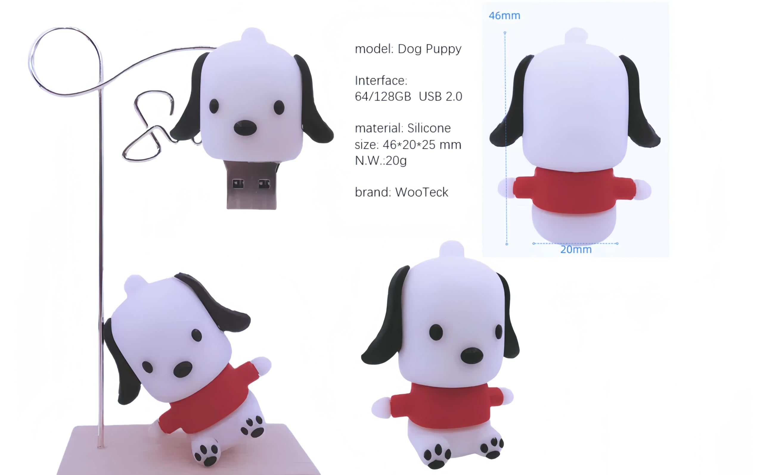 WooTeck 64GB Cartoon Novelty Dog Puppy USB Flash Drive Pendrive Animal Cute Thumb Drive Memory Stick