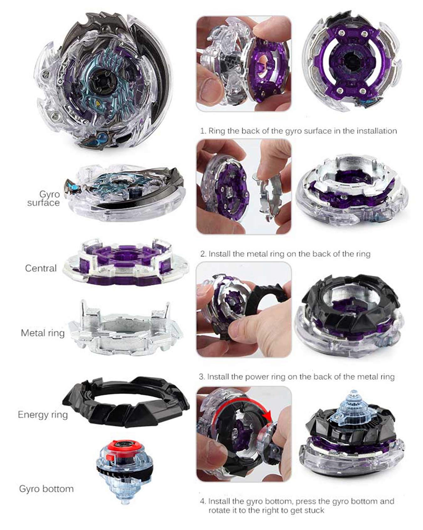 Dwin Battling Toys - Gaming Tops Gyro Spinning Brust Toy Superking B-176 01 Hollow Deathscyther 12Axe High Accel' Starter