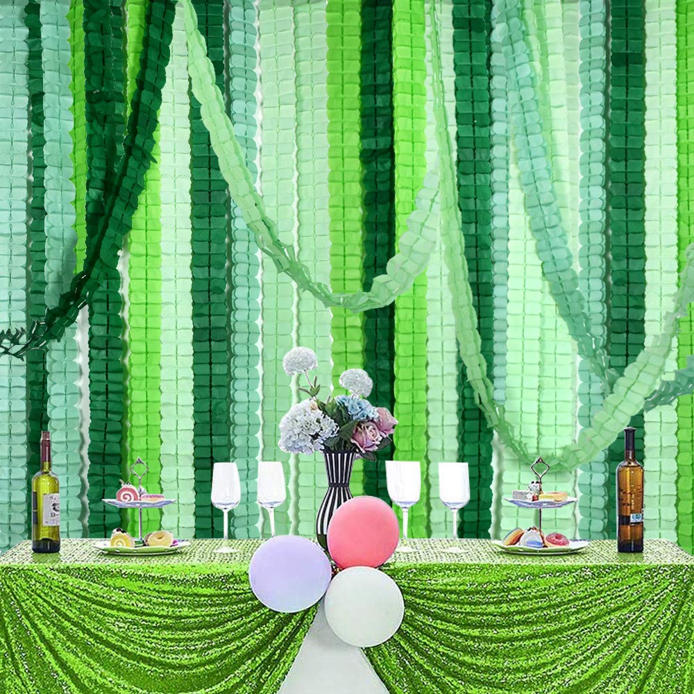 BEISHIDA 12PCS Four Leaf Clover Paper Garland 120ft Green Theme Party Streamer Tissue Flower Hanging Garland for Wedding Baby Shower Christmas Birthday St.Patrick's Party Decor