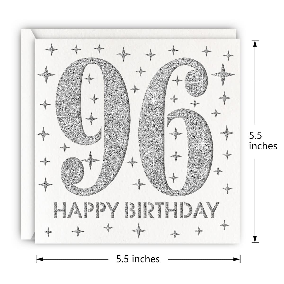 MAGJUCHE Silver 96th Birthday Card, Laser Cut Glitter Woman Man Age 96 Gift For Grandfather, Father
