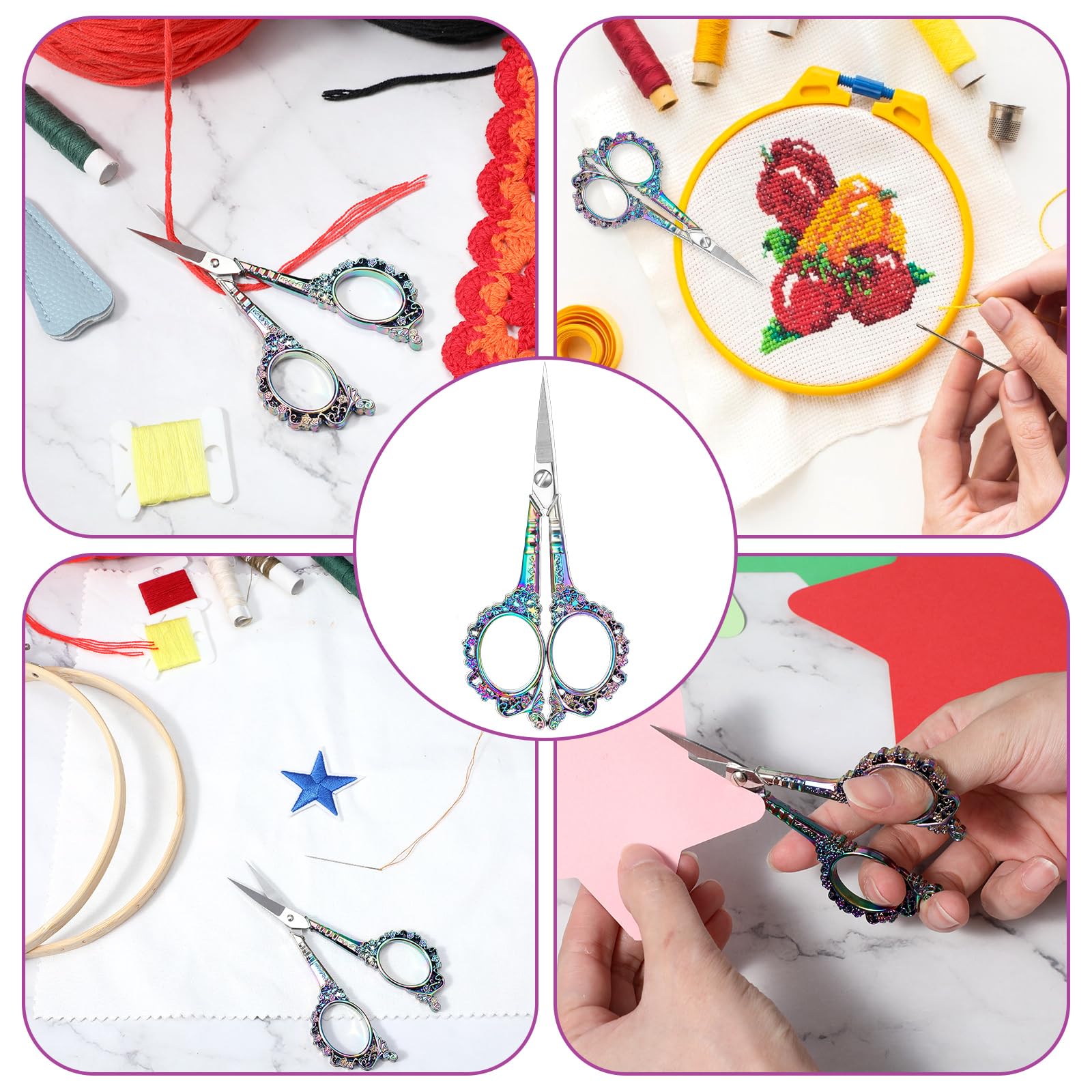 Andibro Small Precision Scissor, Small Embroidery Scissors with PU Cover Sewing Scissor Embroidery Crafting Threading Scissor for Needlework Craft Art Work Manual Handicraft DIY Tool(blue)