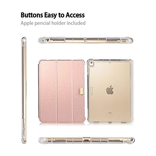 valkit iPad Pro 12.9 Case 2017/2015 (Old Model,1st & 2nd Gen) - iPad Pro 12.9 Inch Cover Smart Folio Stand Protective Translucent Frosted Back Cases with Auto Wake/Sleep, Rose Gold