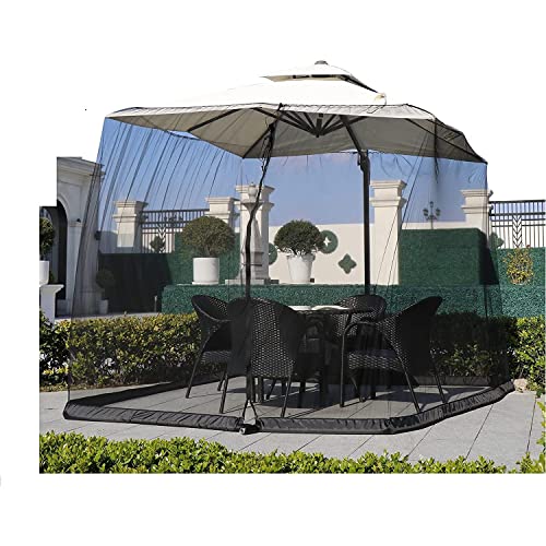 cjc Patio Umbrella M-osquito Netting with Zipper Door, Polyester Mesh Screen, Height Diameter Adjustable, for Outdoor Patio Garden (Black, 11-12FT)