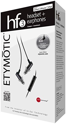 Etymotic Research ER23-HF3-BLACK Noise-Isolating In-Ear Earphones with 3 Button Microphone Control,Black,With Mic