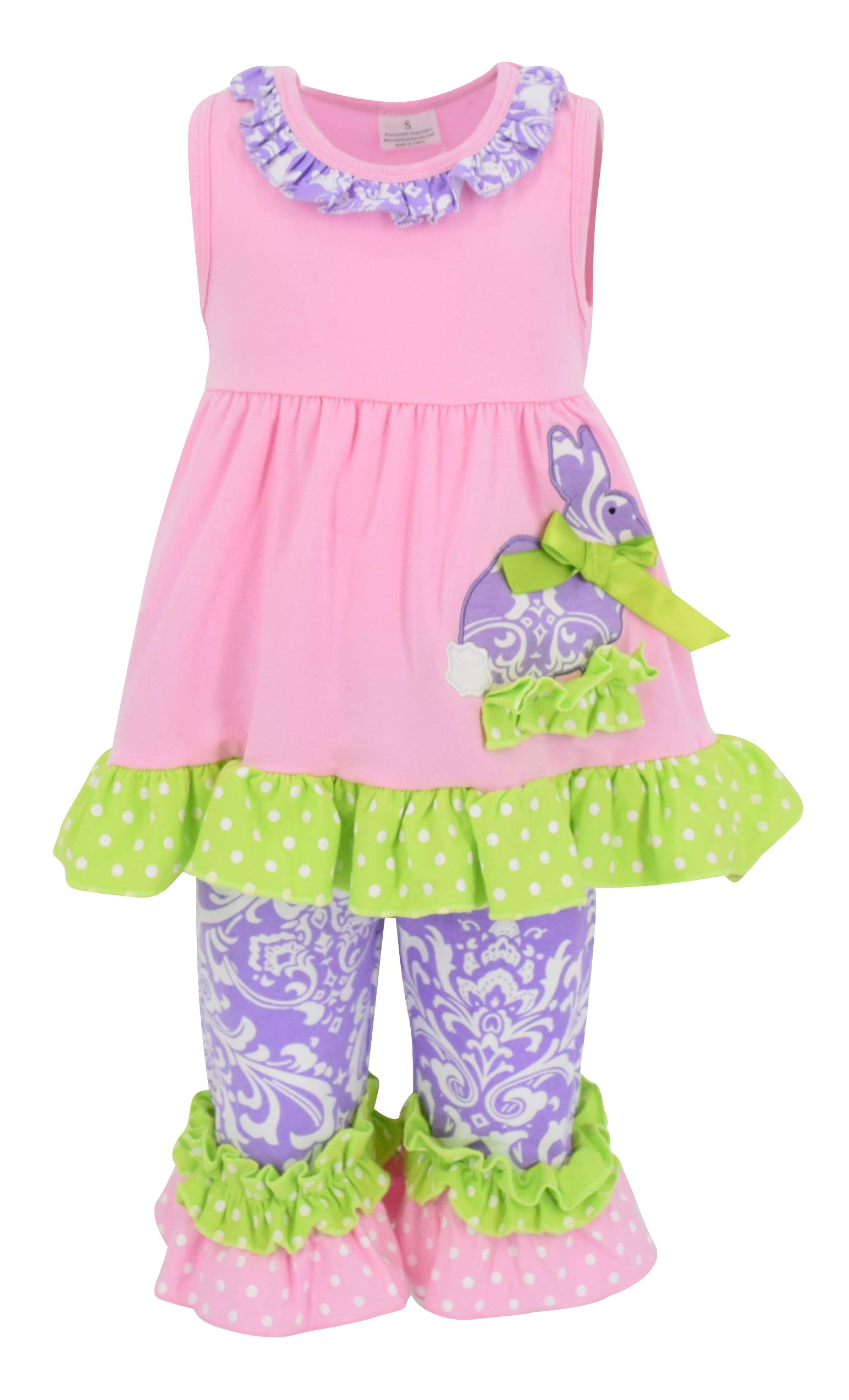 Unique Baby Girls Damask Easter Outfit Toddler Girl, Toddler Easter Outfit Girl, Toddler Girl Easter Outfit (7/XXL, Pink)