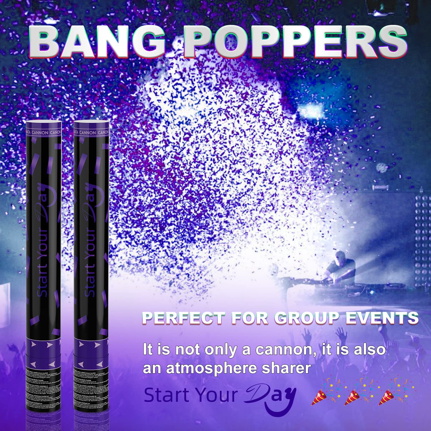 Confetti Cannons Confetti Poppers,15 Inch Purple Party Poppers Confetti Shooters, WORKKEEP Violet Confetti Pop for Birthday Wedding Celebration Graduate Decorations Air Powered Confetti Gun