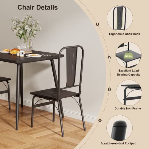 Gizoon 30" Dining Table Set for 2, 3-Piece Romantic Kitchen Table and Chairs with 1.2" Thick Board for Home, Apt, Balcony, Space-Saving, Heavy-Duty, Black