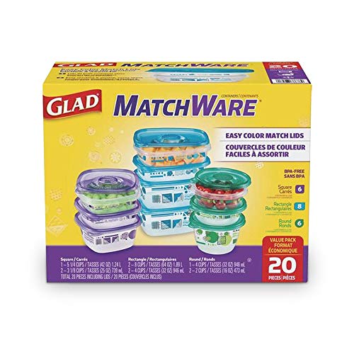GladWare Matchware Food Storage Containers & Series Food Storage Containers, 4 Count | Strong and Durable Food Storage Food Containers for Everyday Use | Use to Store Meals, Snacks, and Desserts