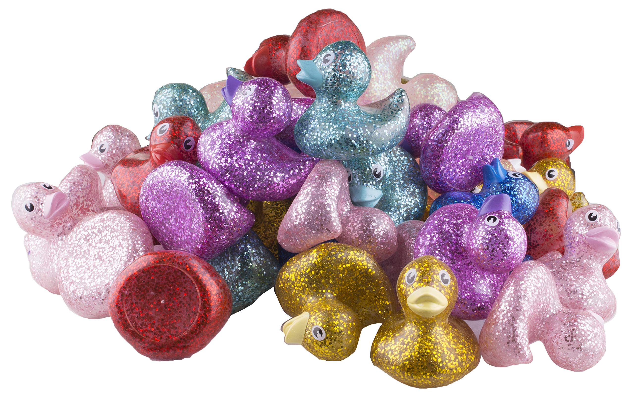 Store On Wheels 2 Inch Rubber Ducks - Bag of 50 Assorted Mini Glitter Rubber Duckies