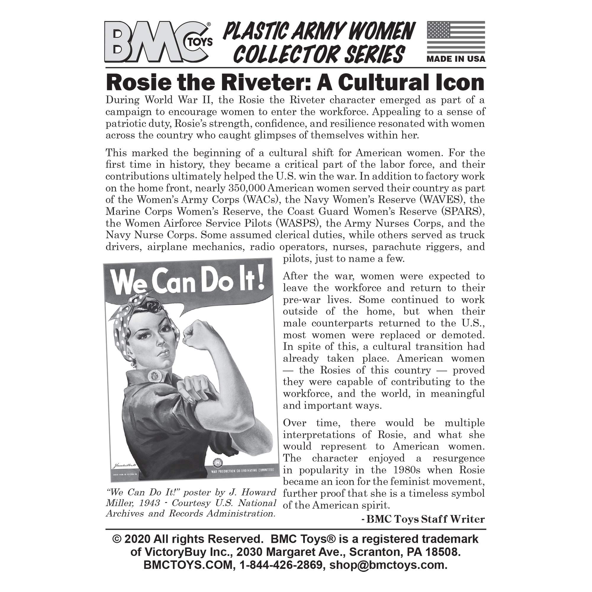 BMC Rosie The Riveter Plastic Figures - 12pc Statue Colors - Made in USA