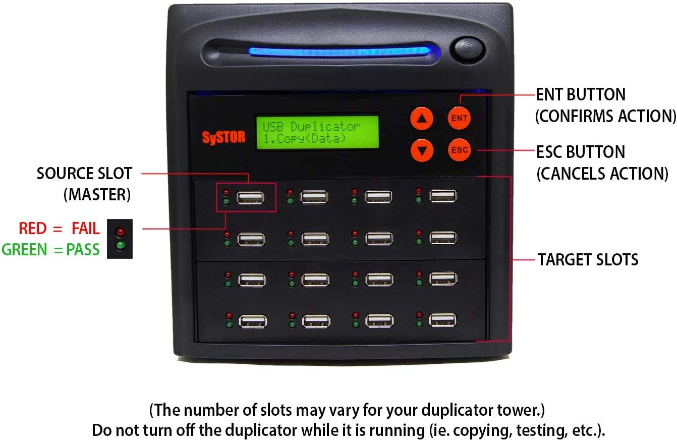 Systor 1 to 7 USB Duplicator & Sanitizer 2GB/Min - Standalone Multiple Flash Memory Copier & Storage Drive Eraser, Copy Speeds Up to 33MB/Sec (SYS-USBD-7)
