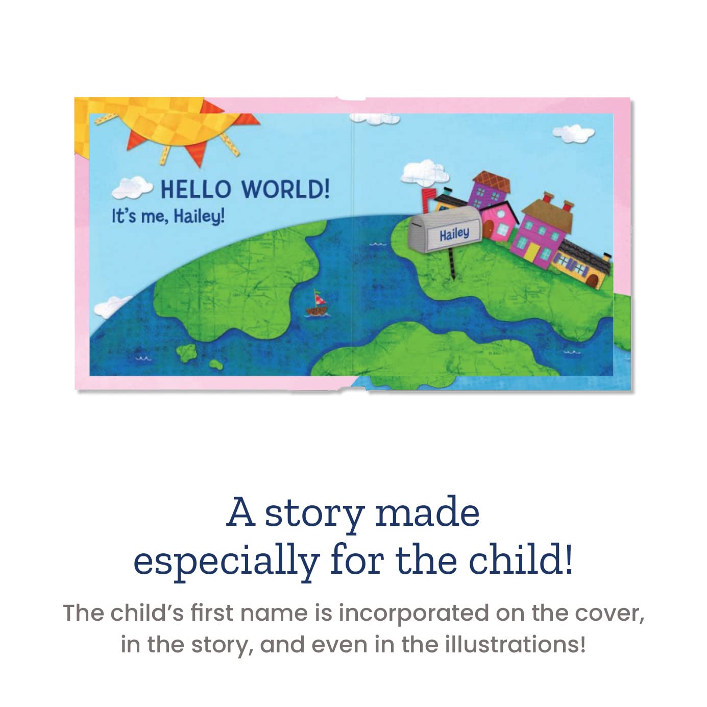 I See Me! Hello World! - Personalized Children's Story (Pink Board Story 6.5" x6.5)