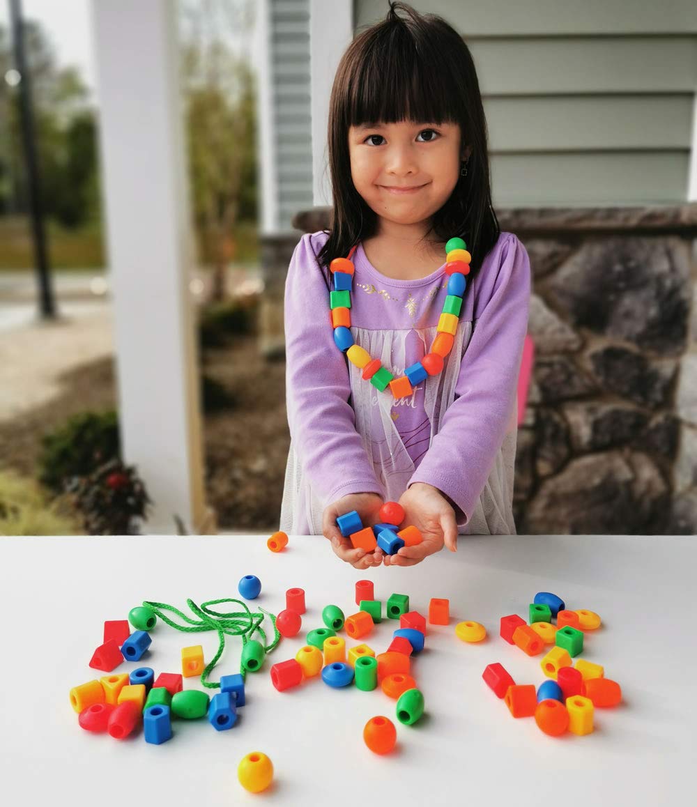 BMTOYS Lacing Beads for Kids - 70pcs Threading Beads Occupational Therapy Toys for Kids Fine Motor Skills Developmental Activity OT Toys