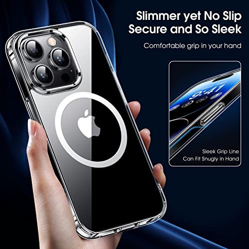 CASEKOO iPhone 14 Pro Max Case Strong Magnetic Clear [Non Yellowing] [MIL-Grade Drop Protection] Compatible with MagSafe Shockproof Protective Slim Thin Cover 6.7 inch 2022- Clear