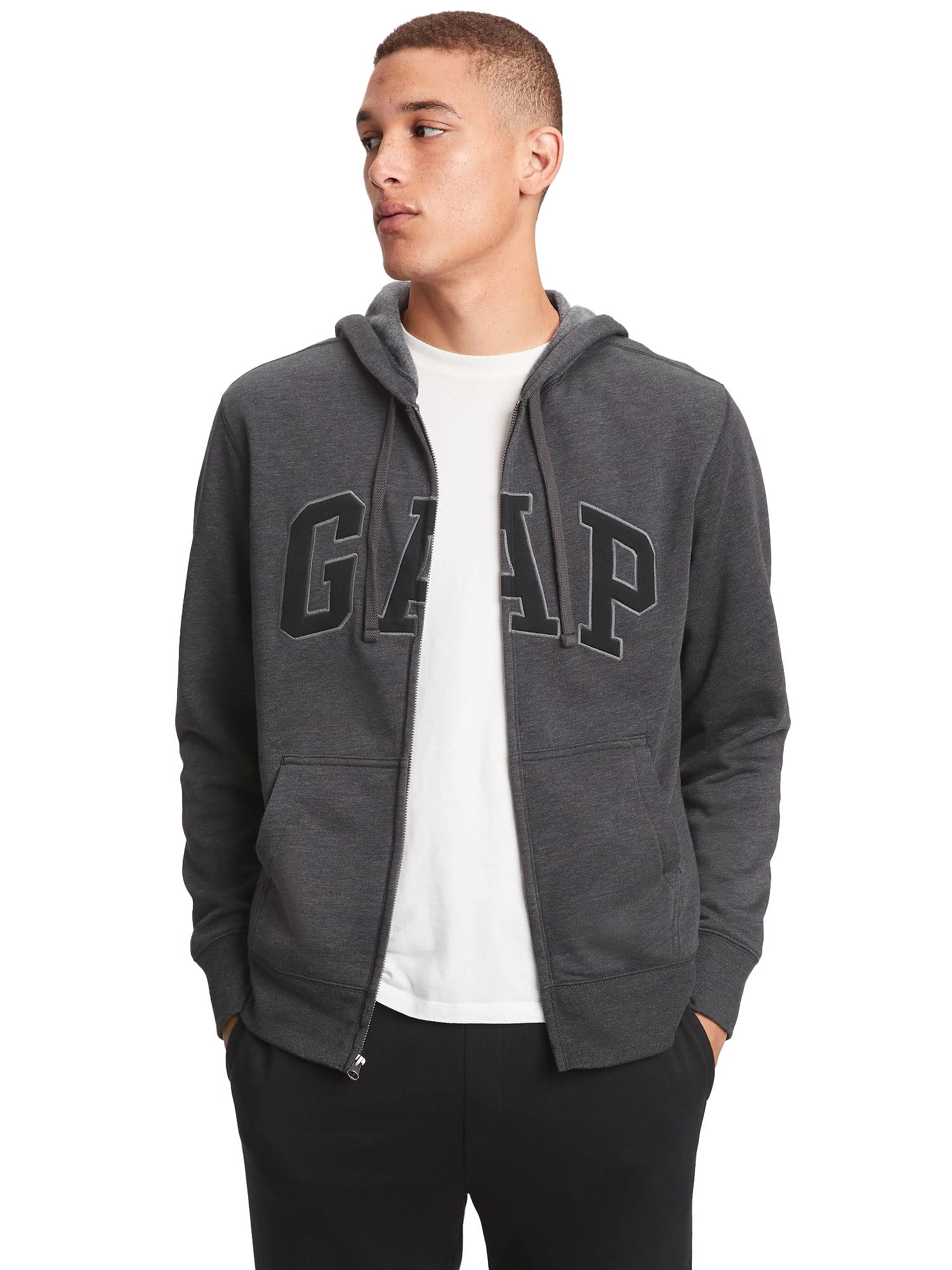 GAP mens Logo Hoodie Zip Sweatshirt, New Charcoal Grey, XX-Large US