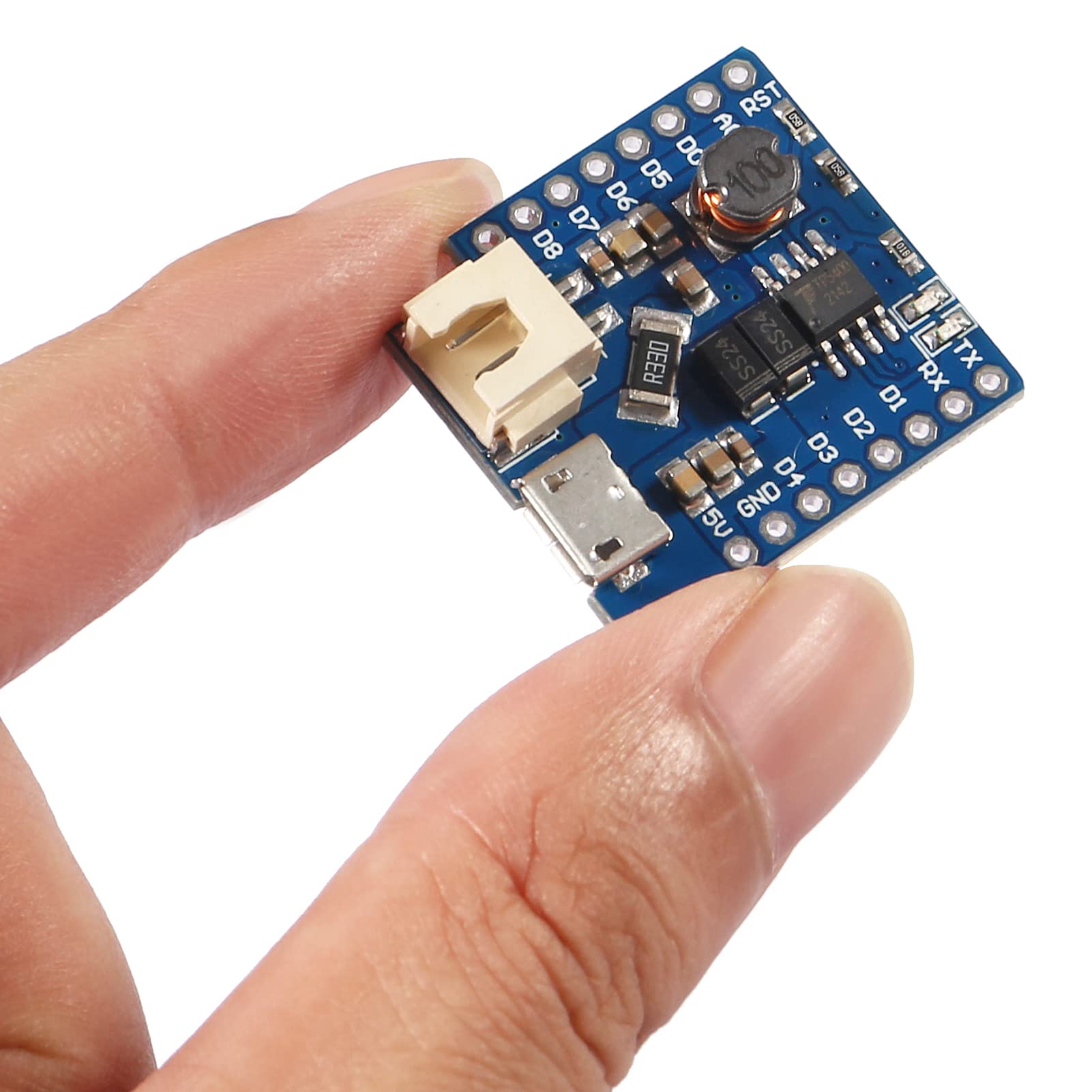 6pcs for Wemos D1 Mini Battery Shield Micro USB Single Lithium Battery Charging Boost Module with Pins LED Indicator 5V 1A DC for WeMos D1 Mini Single Lithium Battery Charging & Boost