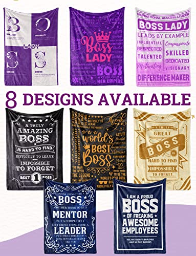 Boss Lady Gifts from Employees, Flannel Plush Blankets (50"x 60") Gift for Women on Boss Day, Birthday, Christmas, Retirement, Fuzzy Soft Bed Flannel Blankets-Difference Maker(Thick Version)