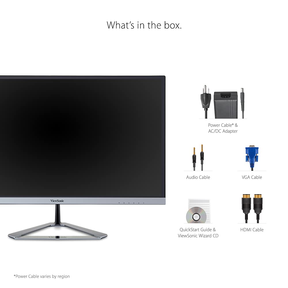 ViewSonic VX2476-SMHD 24" IPS 1080p Frameless LED Monitor HDMI, DisplayPort (Renewed)