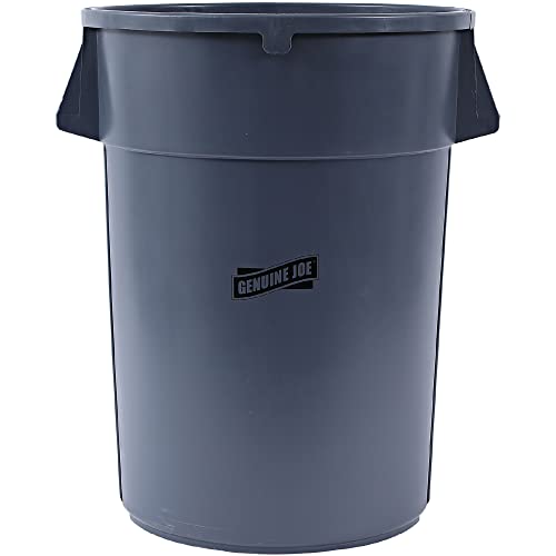 Genuine Joe GJO11581 Heavy-Duty Trash Container, 44 gal Capacity, 24" Height x 31.5" Width x 24" Depth, Gray