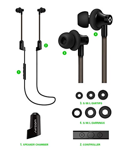 Aircom A3x Air Tube Anti-Radiation Wireless Bluetooth Headphones - with Airflow Audio Technology for EMF Reduction at Earbuds and Premium Sound - Angled Earbud for a Secure fit – White