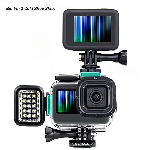 GEPULY Waterproof Housing Case for GoPro Hero 9 10 11 Black, 60m Underwater Protective Dive Housing Shell with 2 Cold Shoe Adapter and Bracket Accessories for Go Pro Hero 11 10 9 Black Cameras