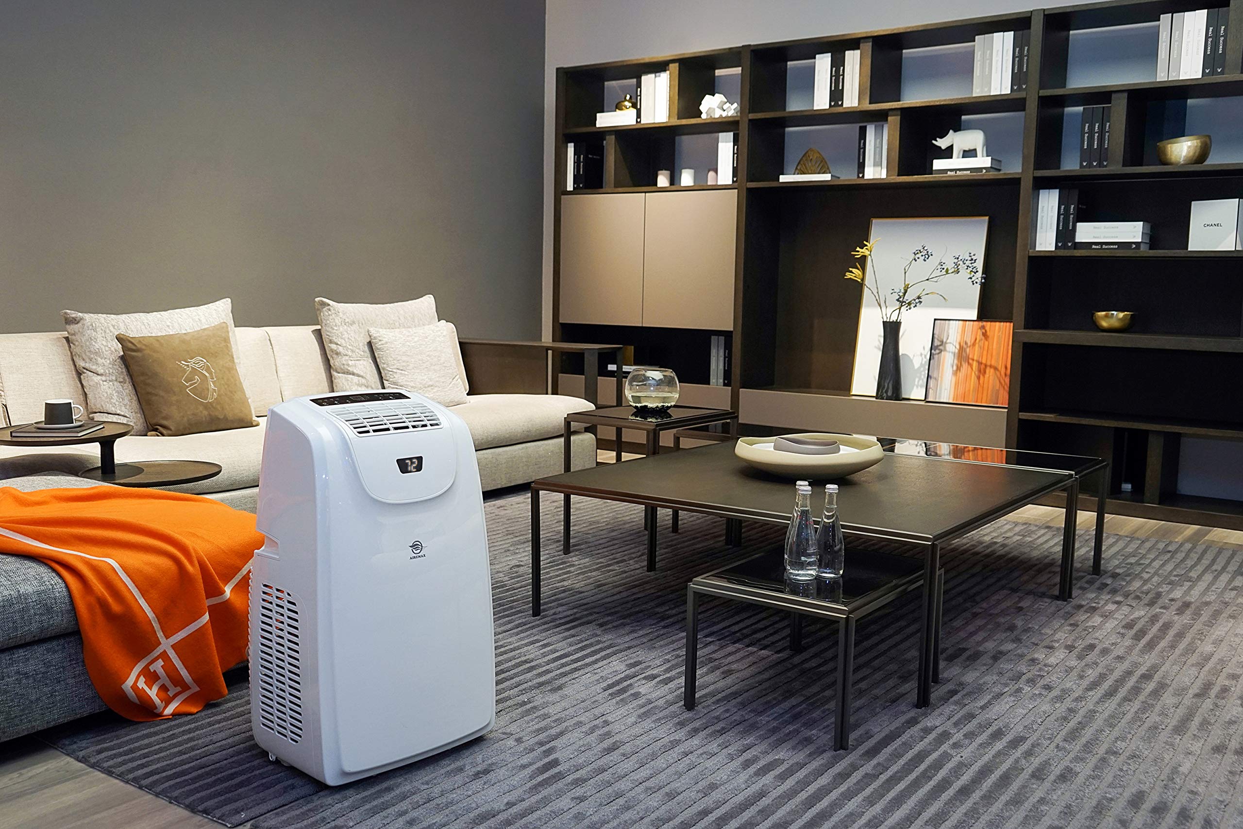 AireMax Portable Air Conditioner and Heater with Remote Control | For Rooms up to 500 Sq.Ft. | 24H Timer | Auto Restart | Wheels | LED Display | 4 Modes | White | APE514H