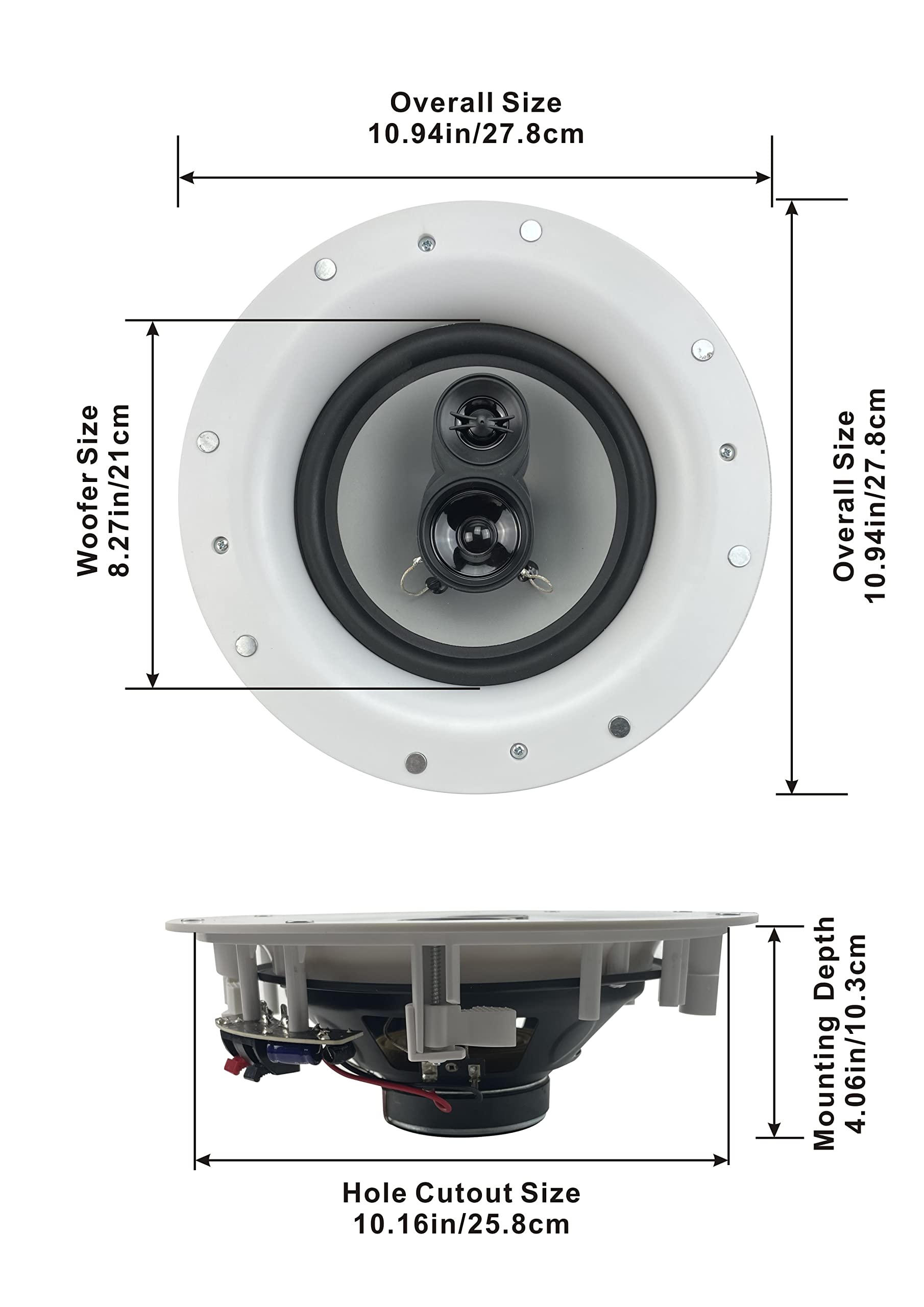 Acoustic Audio by Goldwood CSic84 Frameless 8" in Ceiling 5 Speaker Set 3 Way Home Theater Speakers, White, (Model: CSic84-5S)