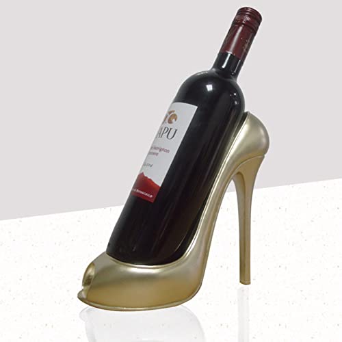 Aomesinc High Heel Wine Bottle Holder, Countertop Wine Rack, Single Wine Bottle Holder, Liquor Rack, Decorative Bottle Holder for Alcohol (Champagne Gold)