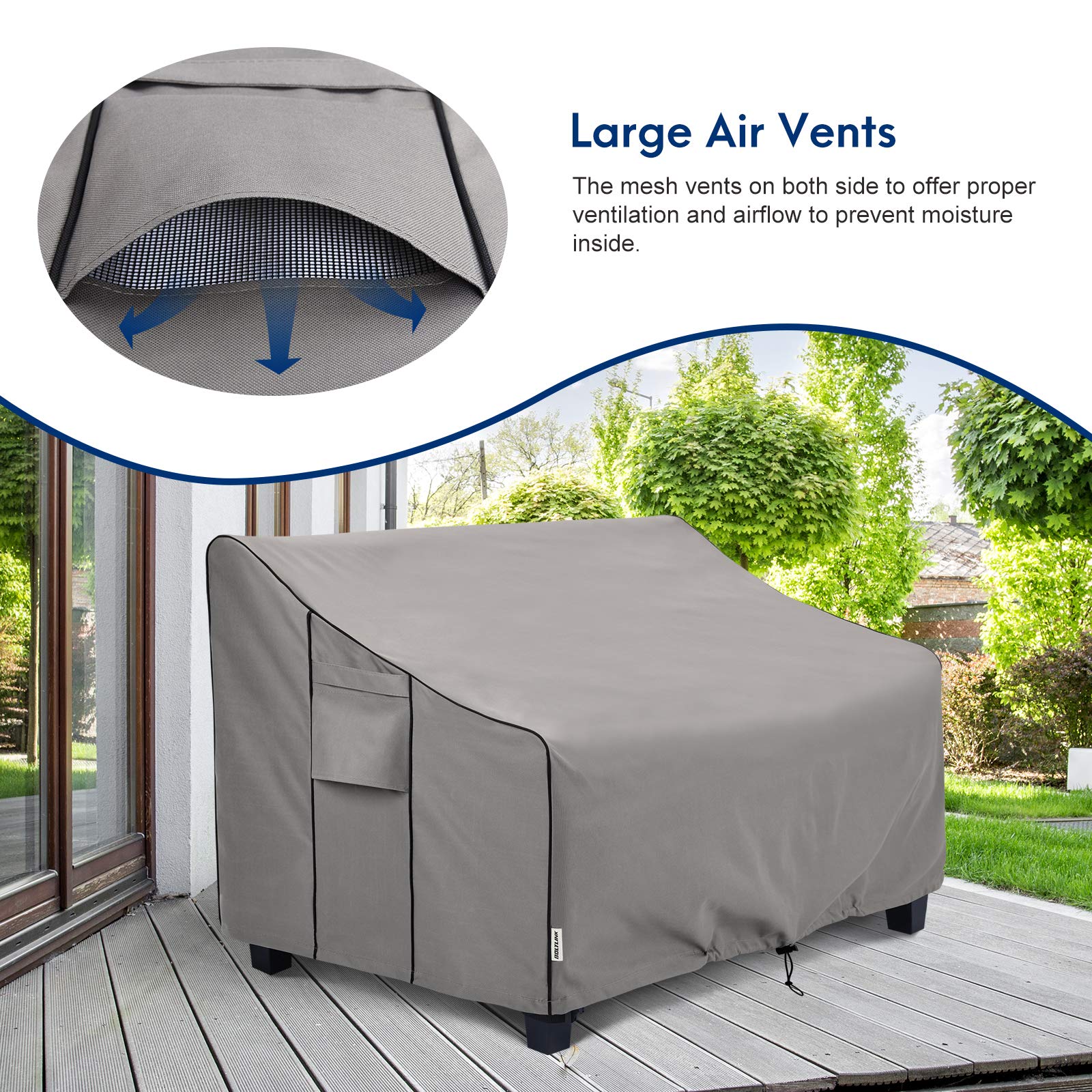 BOLTLINK Outdoor Patio Furniture Covers Waterproof ,Durable 3-Seater Sofa Cover Fits up to 76W x 32.5D x 33H inches