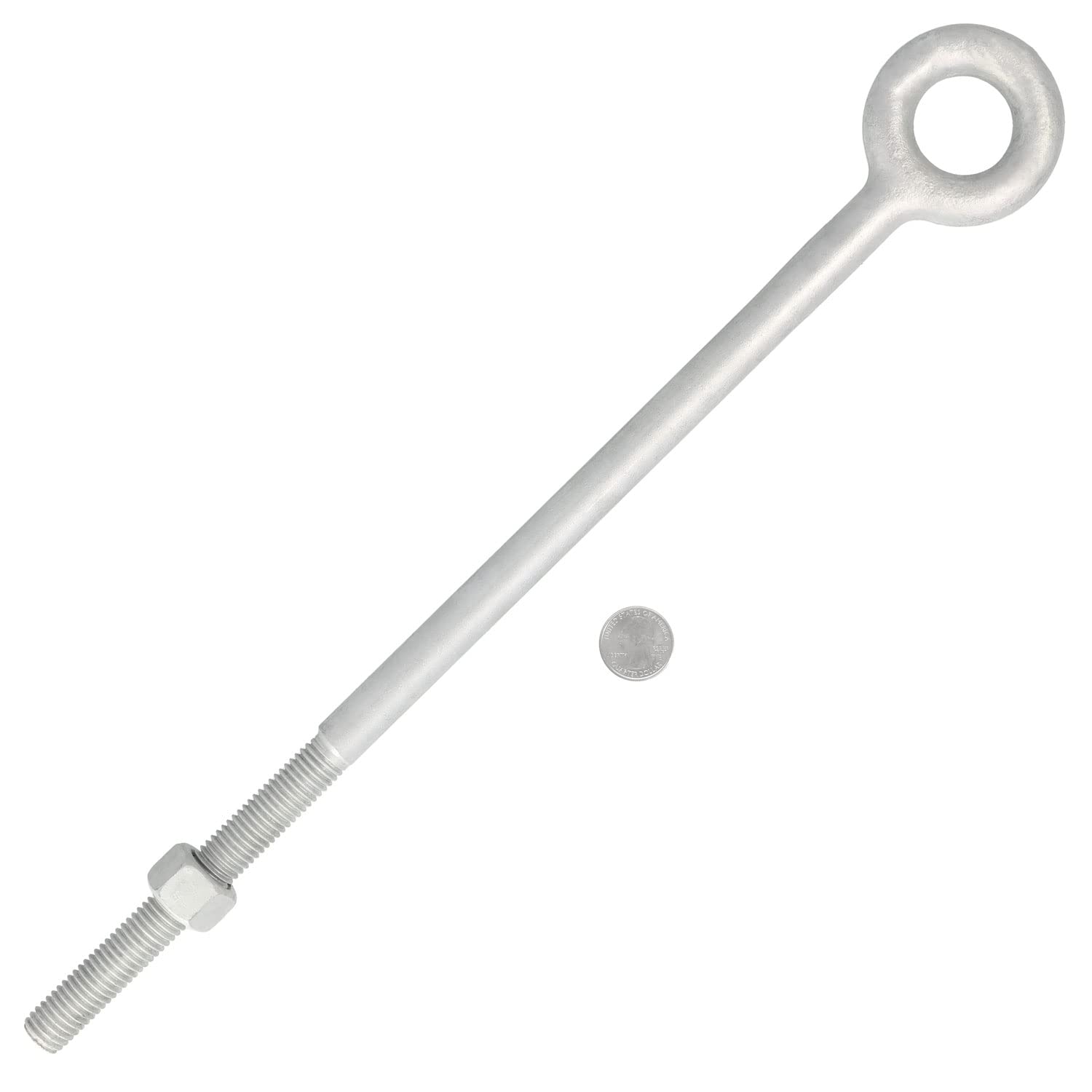E-Rigging Galvanized Drop Forged Regular Eye Bolts - 5/8" x 15" - 5,200 lbs Working Load Limit - Heavy-Duty and Corrosion Resistant