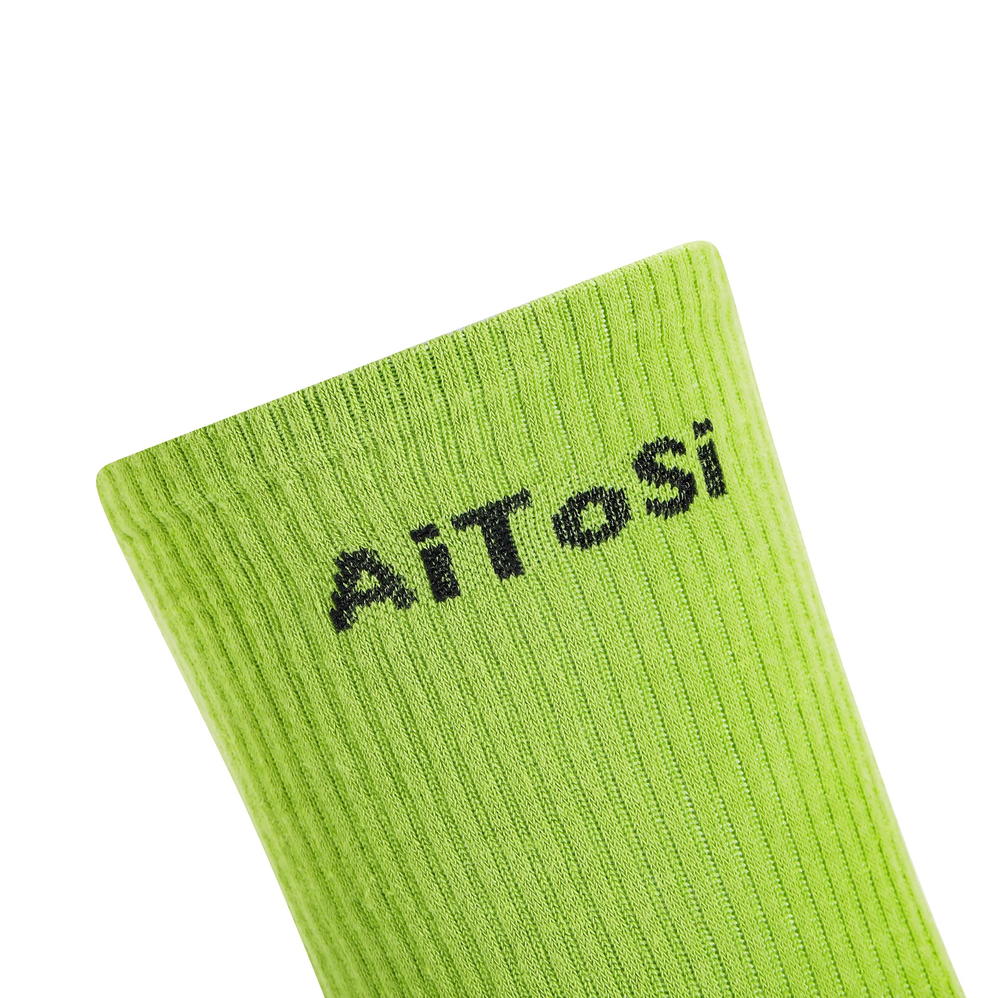 AiToSi Athletic Cushioned Breathable Mid-Crew Cozy Cotton Socks Green Crew Socks (5 Pairs)