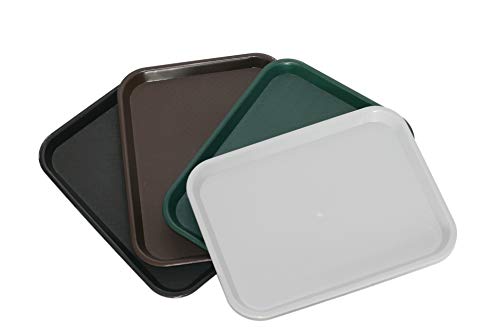 Caspian Plastic 1014 inch Fast Food Serving Tray Rectangular Cafeteria Non-Slip Tray,Set of 12 (Grey)