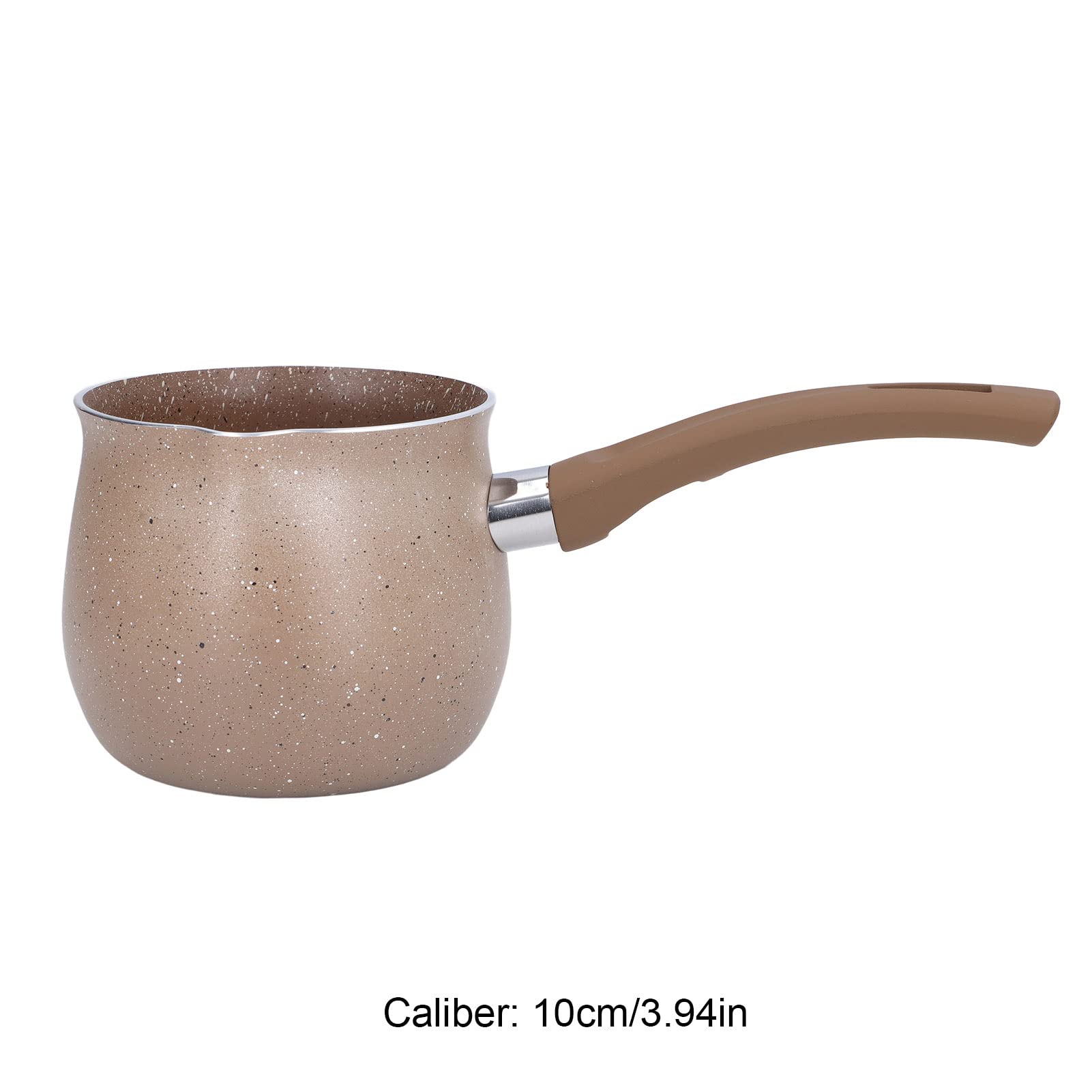 Lightweight Nonstick Milk Pan, 10cm Mini Milk Coffee Pot Sauce Pan for Coffee Butter Chocolate Heating, Tea Sets Teapots and Coffee Servers(Brown)