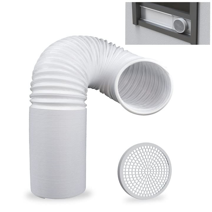 Daisypower Portable Air Conditioner Exhaust Hose 5 Inch Diameter Clockwise Thread 80 Inch Length Replacement AC Tube,Universal Compatible with Honeywell,Winter,LG,Delonghi,White
