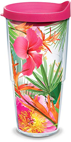Tervis Tropical Hibiscus Photo Made in USA Double Walled Insulated Tumbler Travel Cup Keeps Drinks Cold & Hot, 24oz, Clear