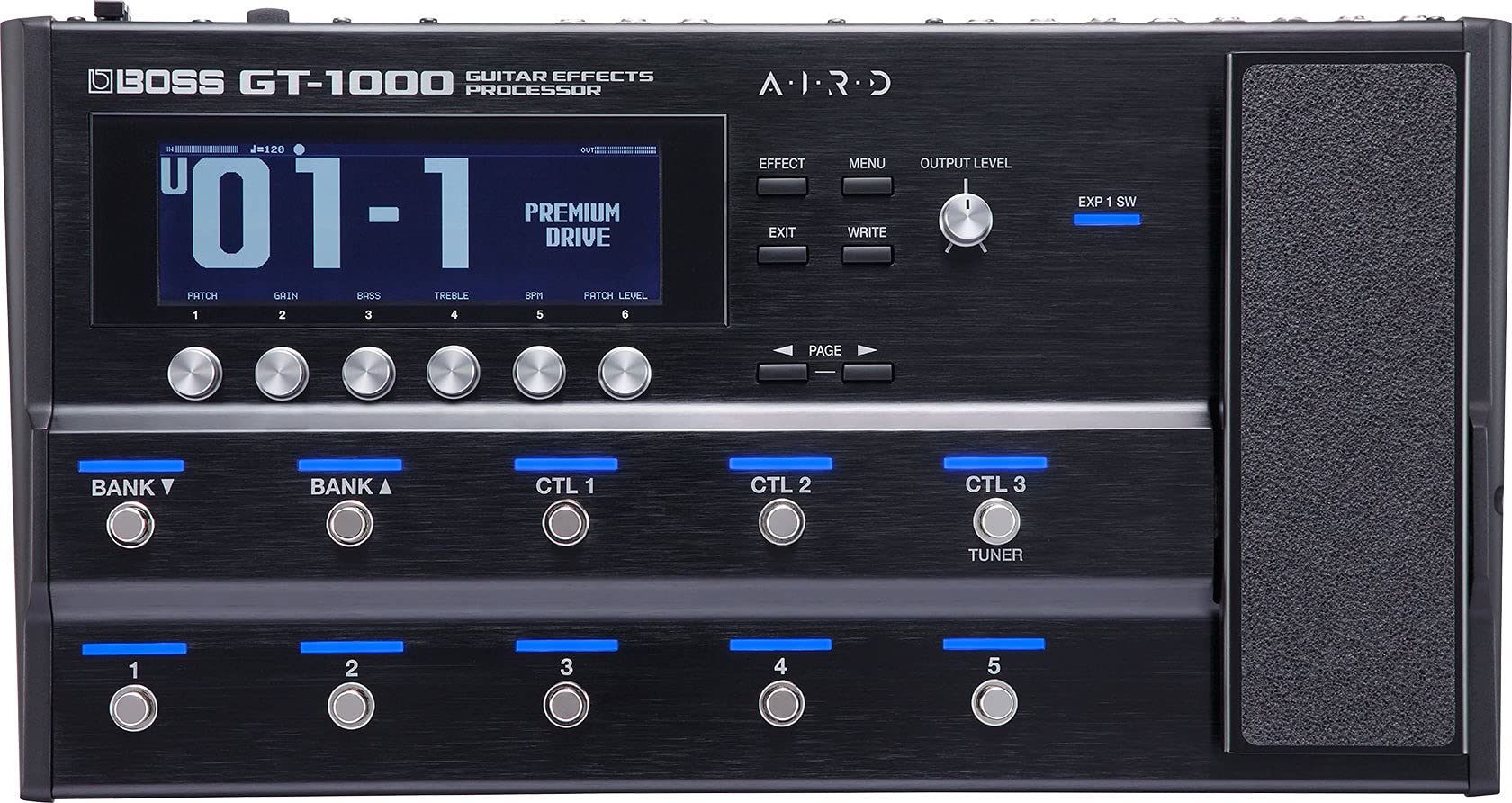 Boss GT-1000 Guitar Effects Processor Bundle with 10ft Instrument Cable, 6in Patch Cable, and Picks
