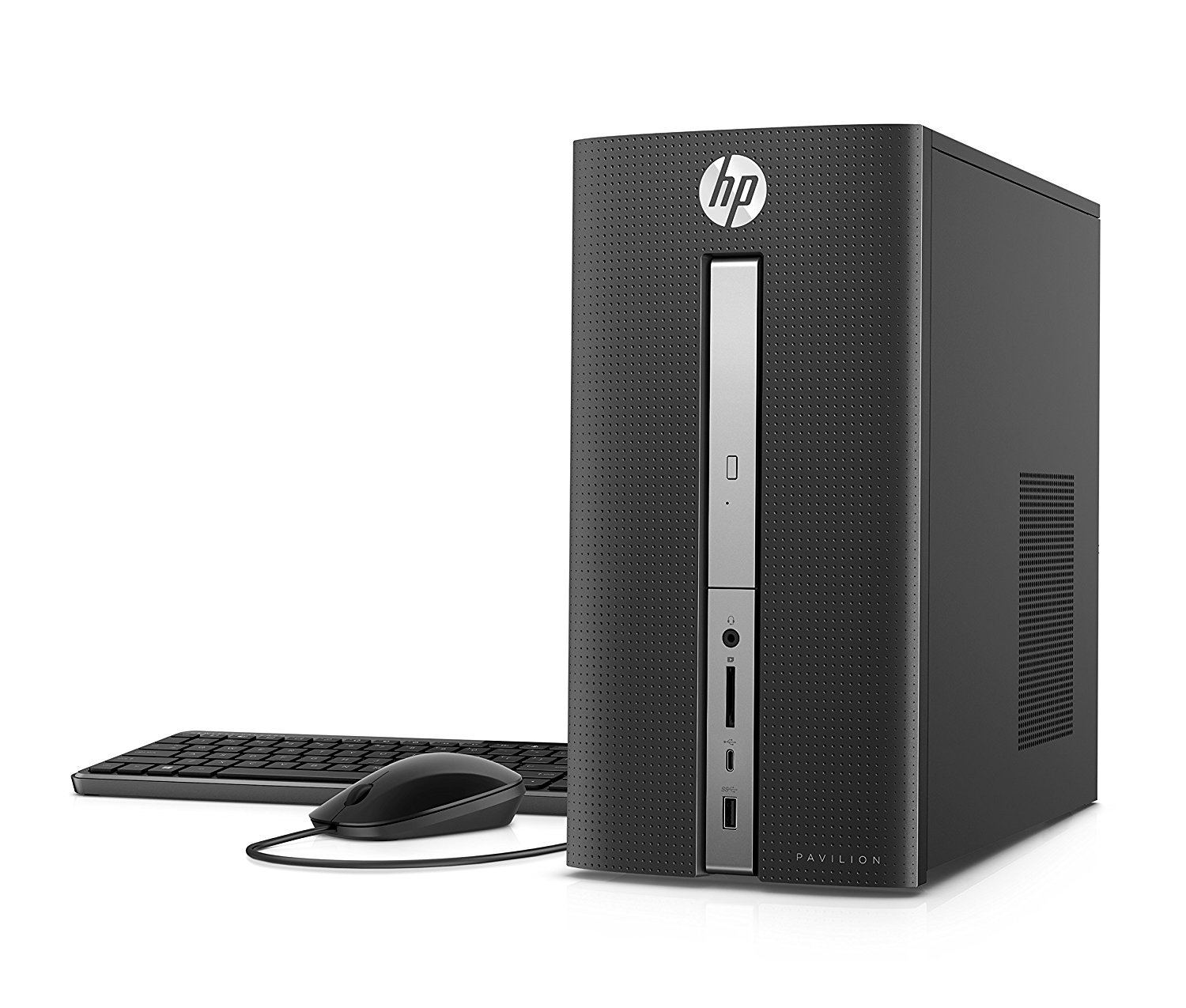 HP Pavilion Desktop Computer, Intel Core i7-7700, 12GB RAM, 1TB Hard Drive, Windows 10 (570-p030, Black)
