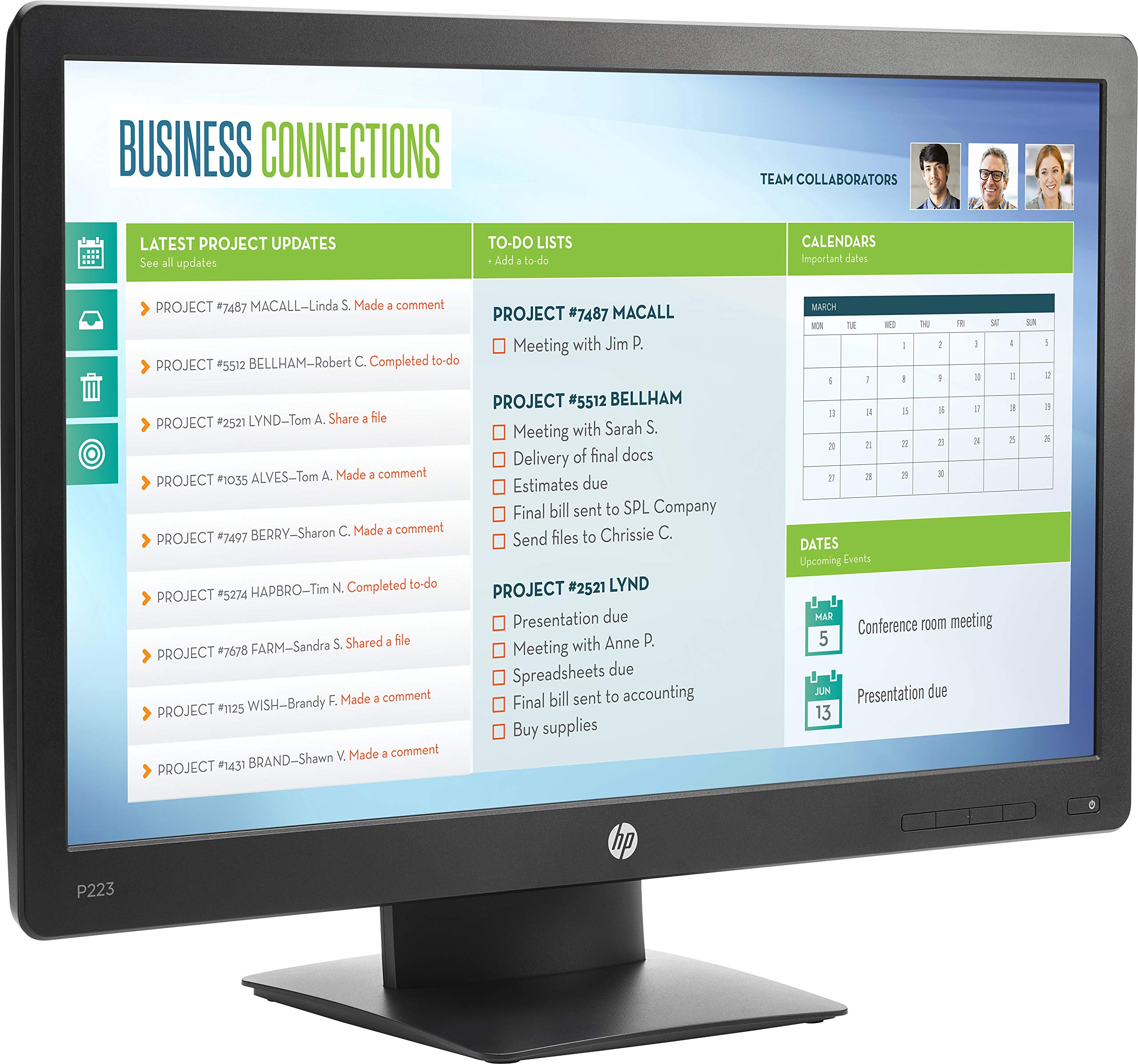 HP ProDisplay P223 21.5-inch Monitor X7R61A8, Black