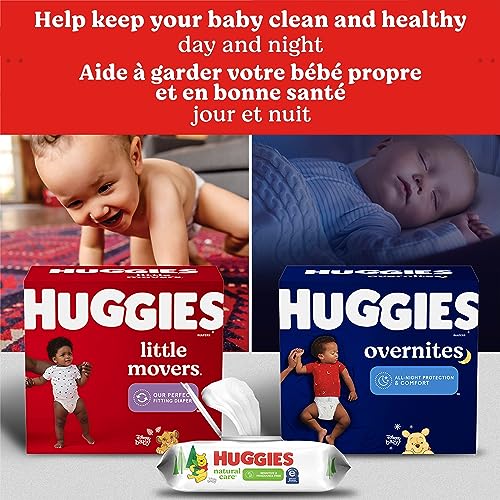 HUGGIES Nighttime Baby Diapers Overnites, White, Size 3 , 24 Count