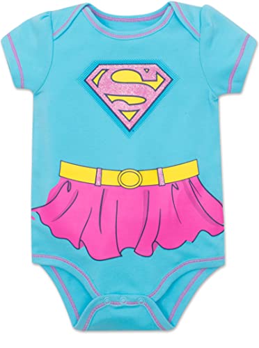 WARNER BROS Justice League Newborn Baby Girls 5 Pack Cosplay Costume Bodysuits Logo Girls 0-3 Months