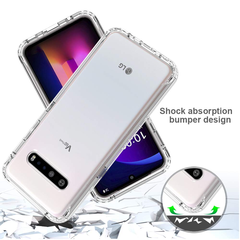 ANENQ Case for LG V60 ThinQ, Transparent Heavy Duty Shock-Absorbing and Scratch-Resistant Protective with TPU Bumper and Rugged PC Front Phone Cover for LG V60 6.8 inches (Clear)