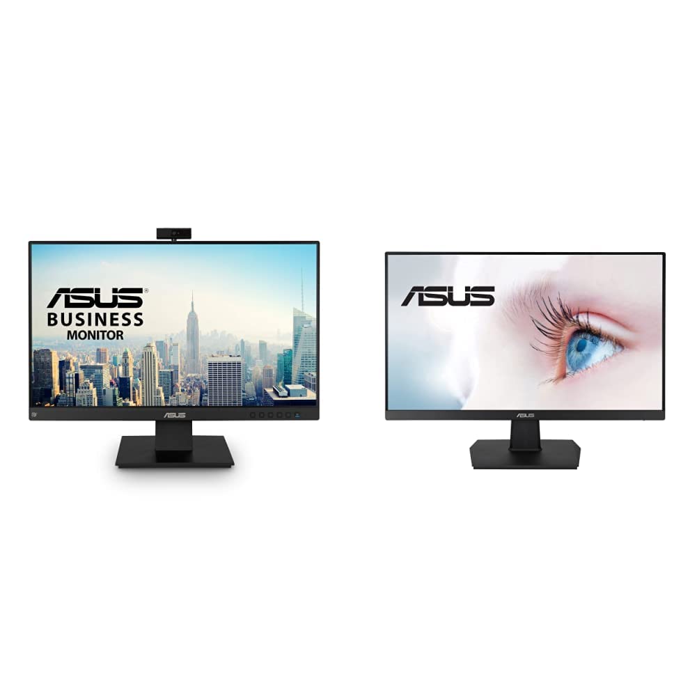 ASUS BE24EQK 23.8” Business Monitor with Webcam, 1080P Full HD IPS, Eye Care, DisplayPort HDMI, Frameless, Built-in Adjustable 2MP Webcam, Mic Array, Stereo Speaker & 23.8” 1080P Monitor (VA247HE)