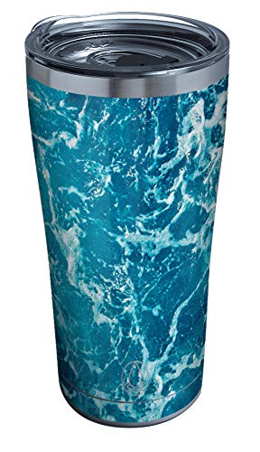 Tervis Water Aerial Stainless Steel Insulated Tumbler with Clear and Black Hammer Lid, 20oz, Silver