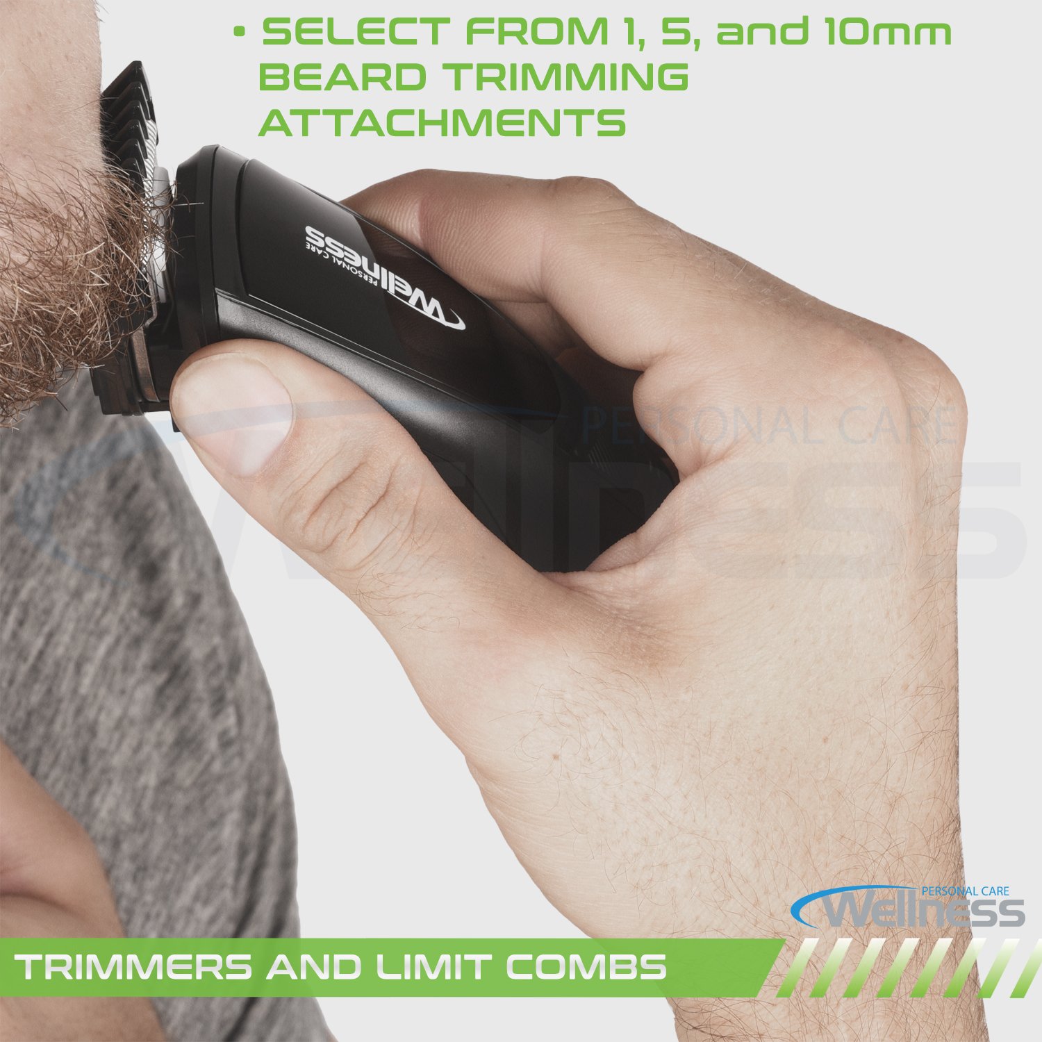 Wellness Personal Care Men's 8-in-1 Rechargeable Shaver Grooming Kit | Storage Stand | Full Trimmer, Detail Trimmer, Nose Trimmer, Beard and Mustache Trimmer, Stubble Comb