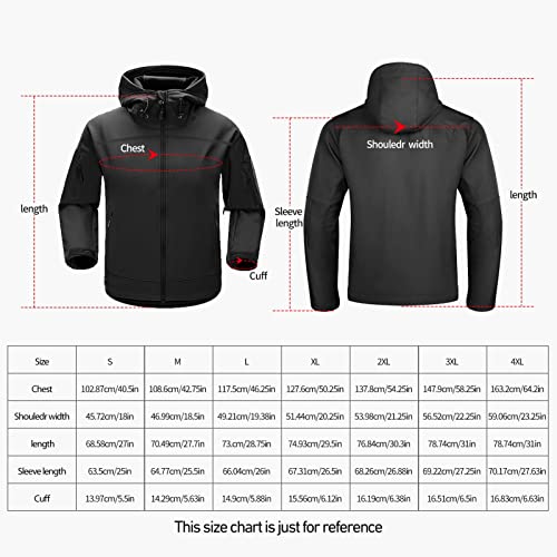 FREE SOLDIER Softshell Hiking Warm Hunting Tactical Waterproof Winter Jacket for Men(Black,3XL)