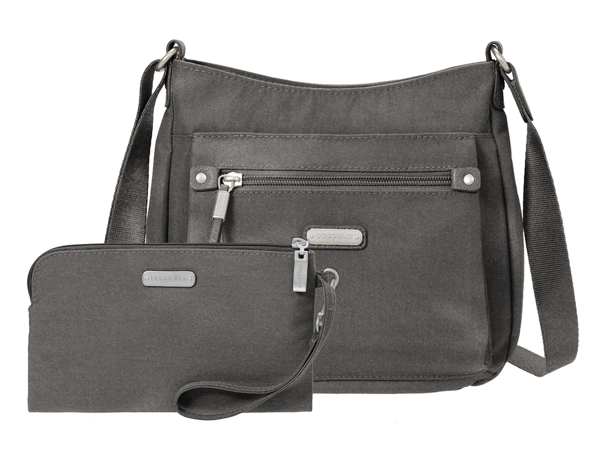 Baggallini Womens Uptown Bagg With Rfid Phone Wristlet Handbags, Gray, One Size US