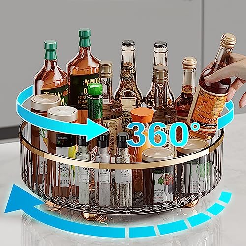 ANFENGLOU Lazy Susan Turntable Organizer for Cabinet, Makeup Perfume Tray with Large Capacity, Bathroom Vanity Tray, Skincare Organizers, Clear