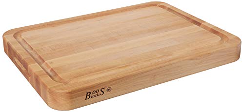 John Boos Block RAD03-GRV Maple Wood Reversible Cutting Board with Juice Groove and Curved Edges, 24 Inches x 18 Inches x 2.25 Inches