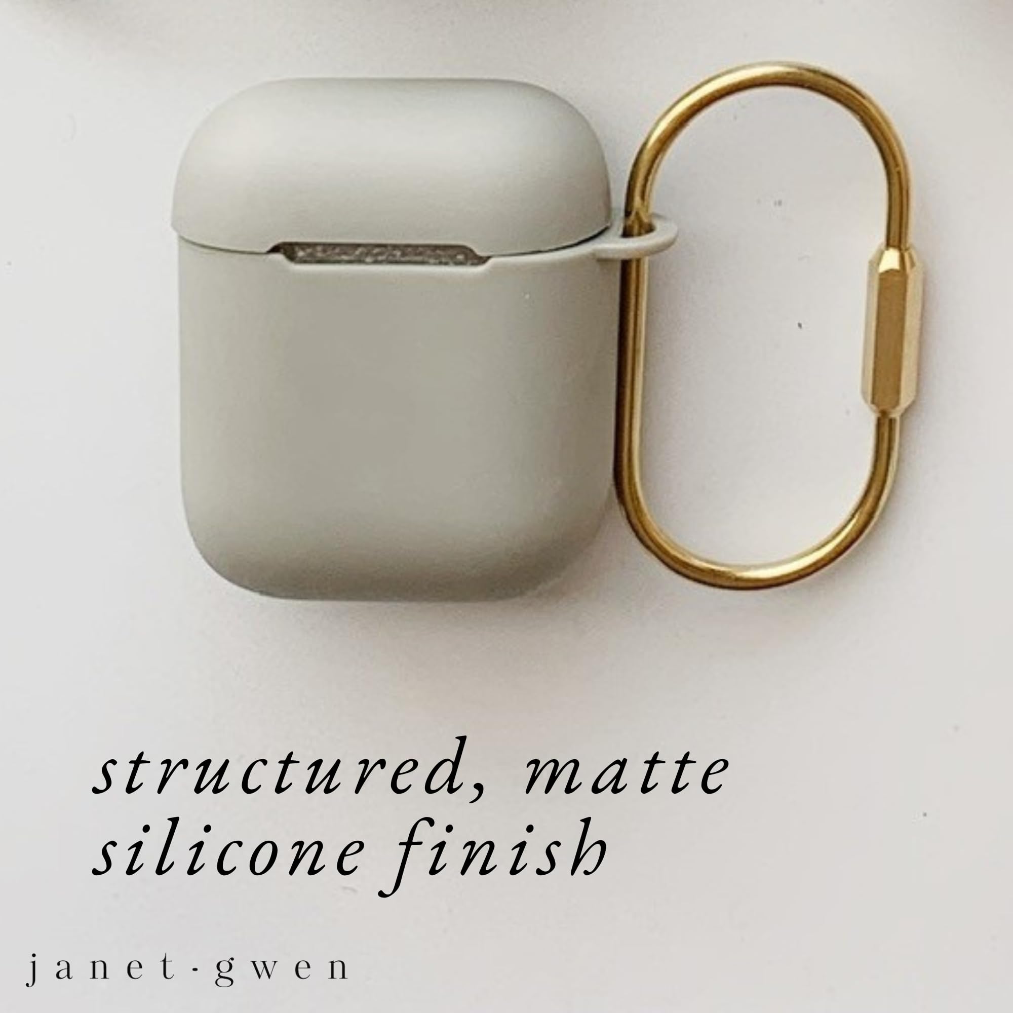 Airpod Case by Janet Gwen | Slim Protective Hard Shell Airpod Case Cover | Silicone Airpod Case Keychain | Lightweight Case for Airpods, (For Airpods Pro, Sage)
